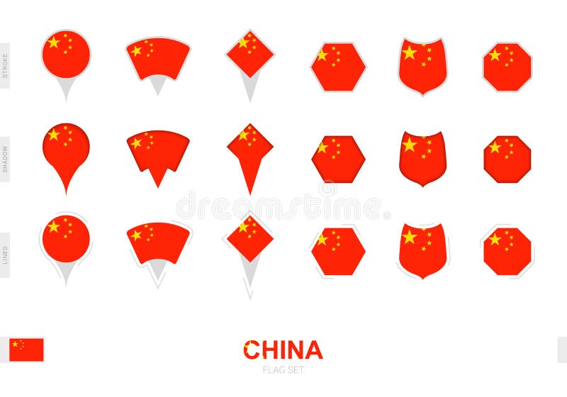 Collection of the China Flag in Different Shapes and with Three ...