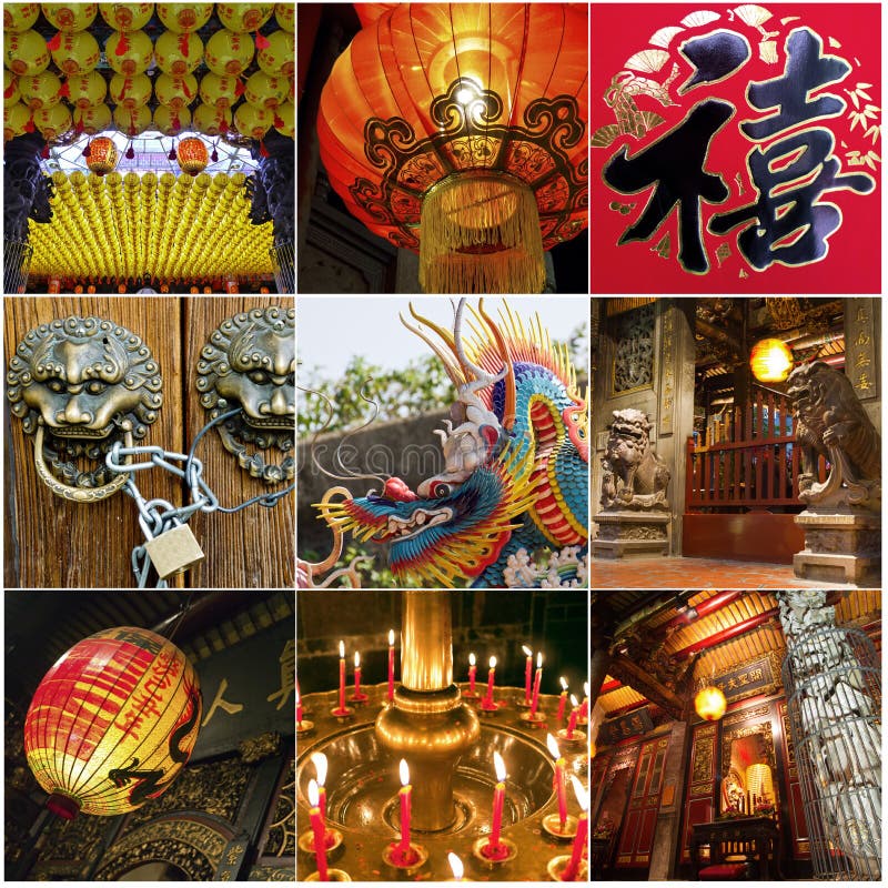Collection of Chinese Culture Concept Stock Image - Image of collage ...