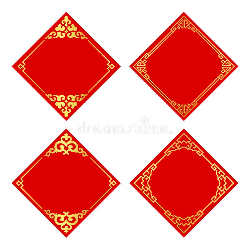 Collection of Chinese New Year Diamond Shape Banner with Red Banner and ...