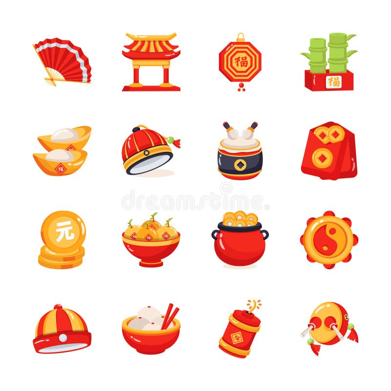 Collection of Chinese New Year Icons Stock Vector - Illustration of ... Collection of Chinese New Year Icons Stock Vector - Illustration of ...