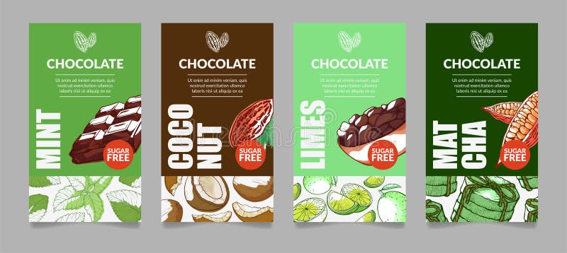 Collection Chocolate Labels Original Design Vector Flat Illustration ...