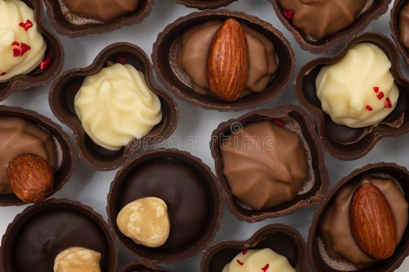 Collection of Chocolates. Assortment of Sweets, White, Dark and Milk ...