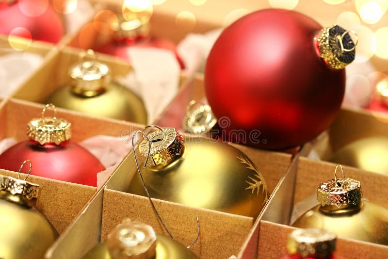 Collection of Christmas Balls in Box Stock Photo - Image of shine ...