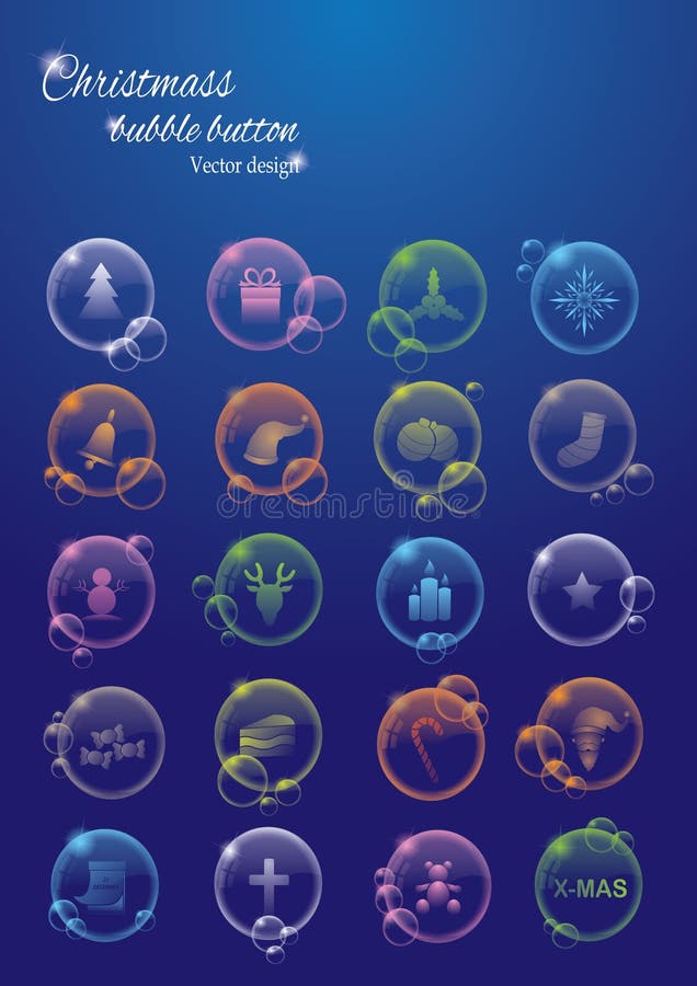 Collection of Christmas Buttons. Vector Illustration Decorative Design ...