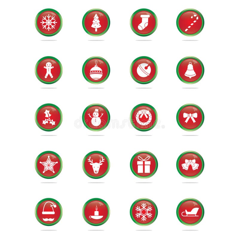 Collection of Christmas Buttons. Vector Illustration Decorative Design ...