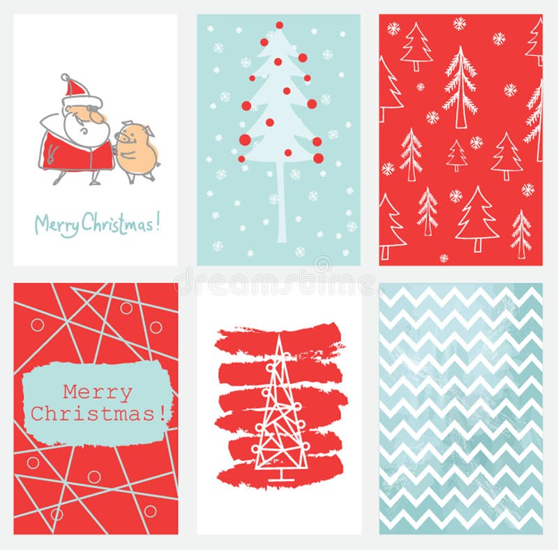 Collection of 6 Christmas Card Templates. Christmas Posters Set ...