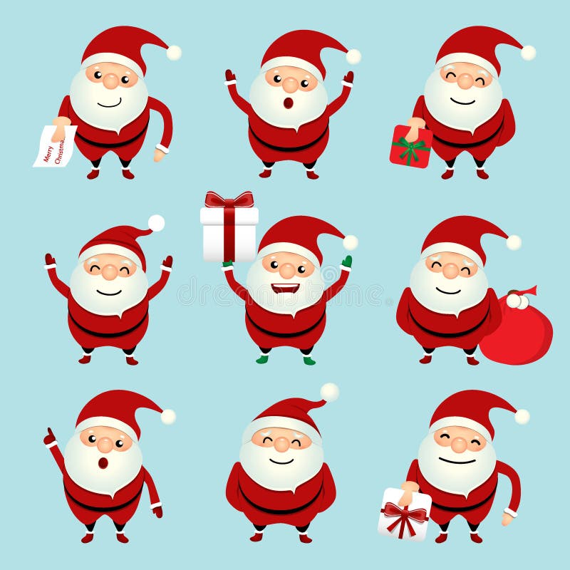 Collection of Christmas Santa Claus. Vector Illustration. Stock Vector ...