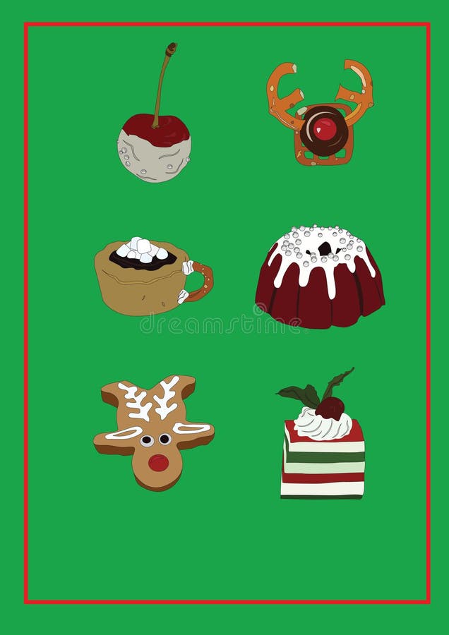 Collection of Christmas Snacks. Vector Illustration Decorative ...