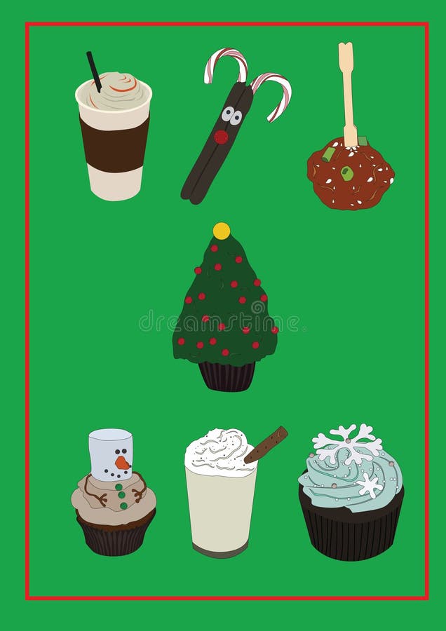 Collection of Christmas Snacks. Vector Illustration Decorative Design ...