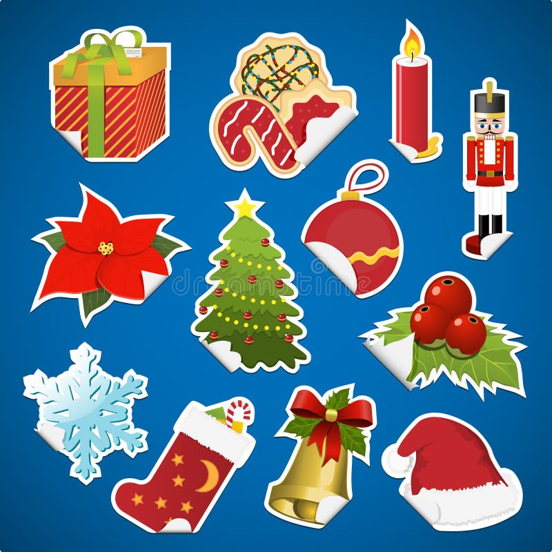 Collection of Christmas Stickers with Corner Stock Vector ...