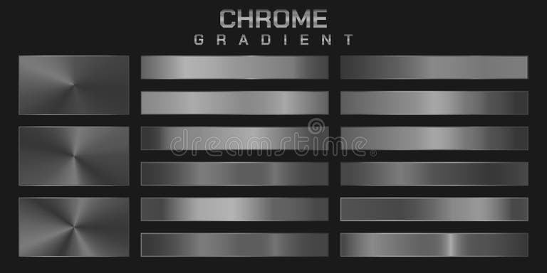 Collection of Chrome Metallic Gradient. Brilliant Plates with Silver ...