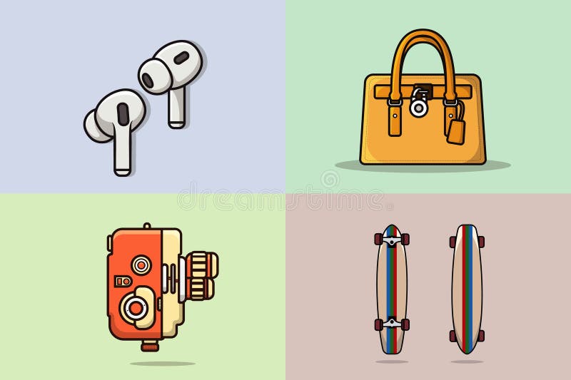 Collection of Cine Digital Camera, Board, Bluthoth, and Bag Vector ...