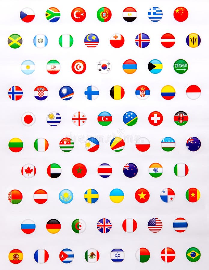 Collection of Circle Sign of National Flags Different Countries Stock ...
