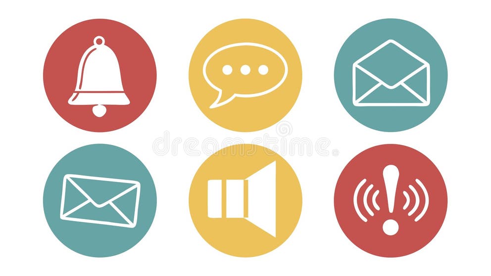 A Collection of Circular Communication and Notification UI Icons ...