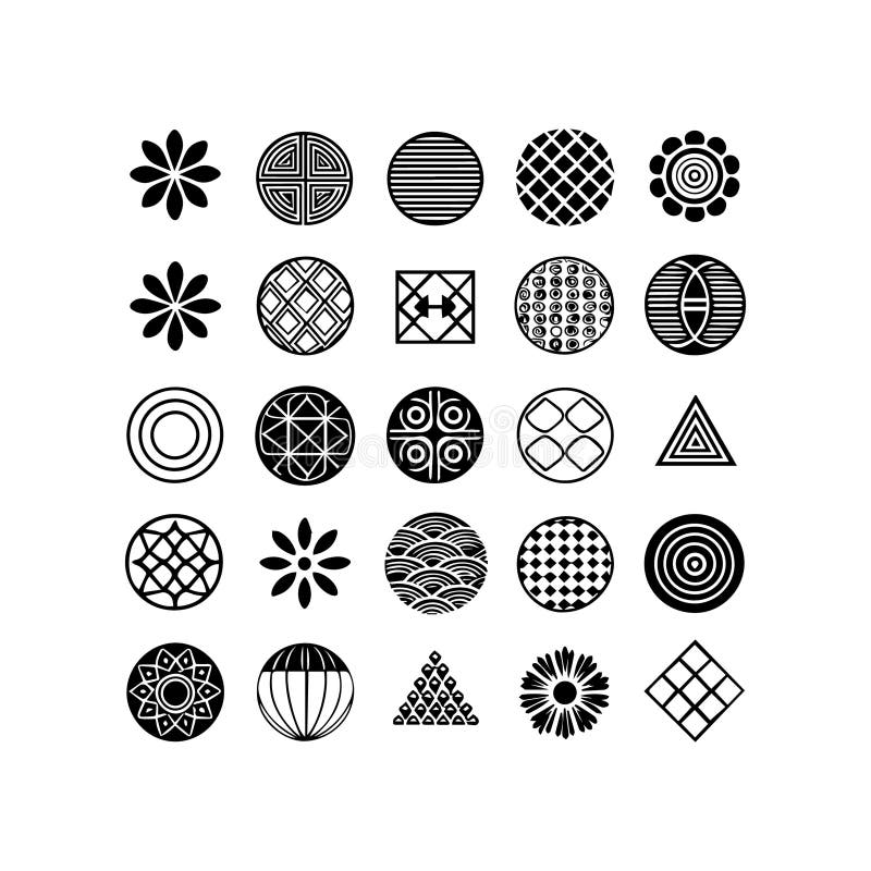 A Collection of 24 Circular Icons Arranged in a Grid-like Pattern. Each ...