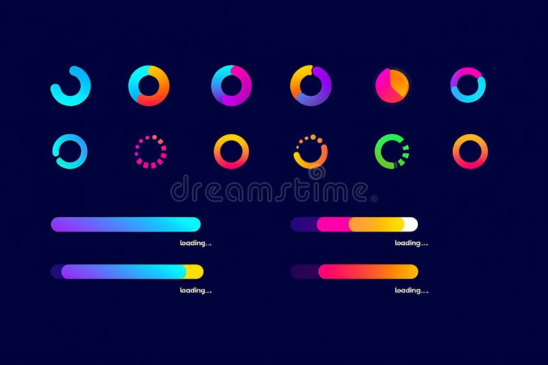 Collection of Circular and Linear Progress Bars with Gradient Colors ...