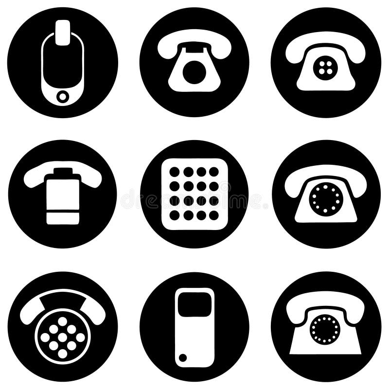 Collection of Classic and Modern Telephone Icons Illustrating ...