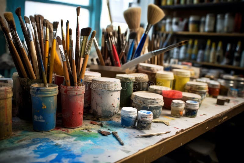 Collection of Clean and Well-organized Paint Brushes, Rollers, and ...