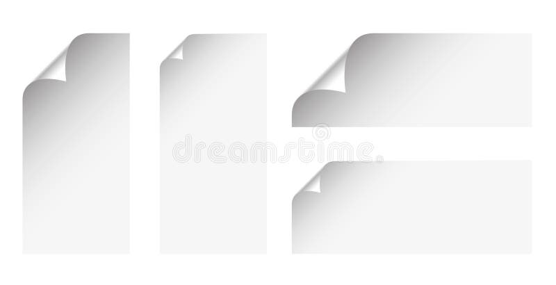 Collection of Clean White Paper Curled Sticker Template Stock Vector ...