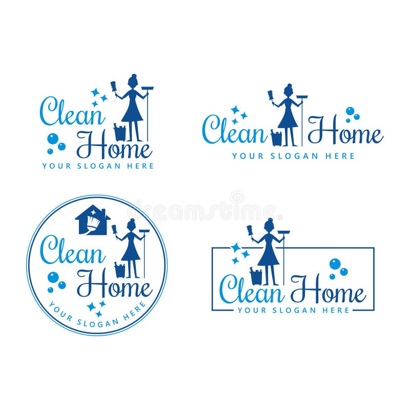 Collection of Cleaning Company Logo Design Templates Stock Illustration ...