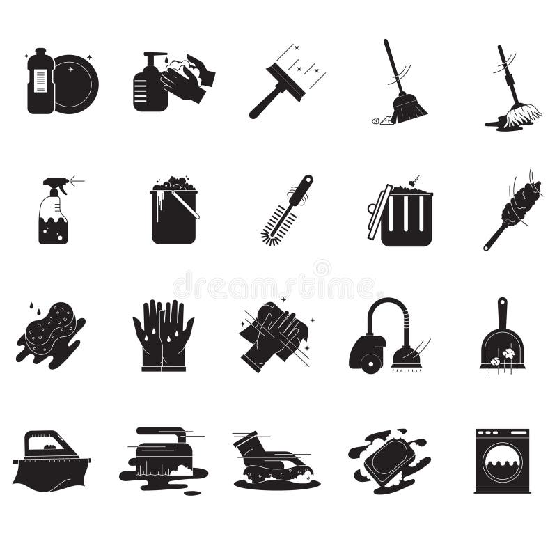 Collection of Cleaning Tools. Vector Illustration Decorative Design ...