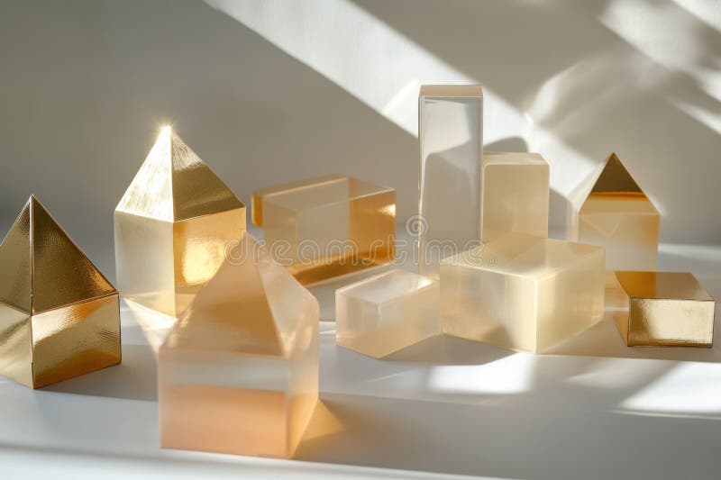 A Collection of Clear Geometric Shapes Resembling Gift Boxes is ...