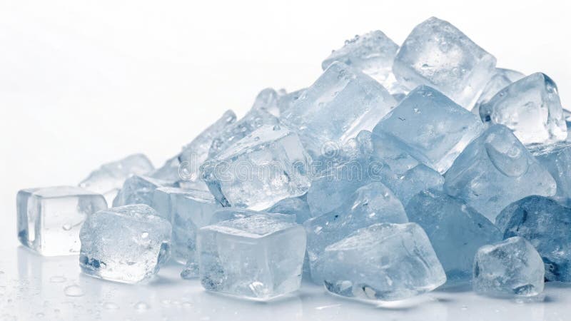 Cluster of Clear Ice Cubes Resting on a Clean White Background with ...