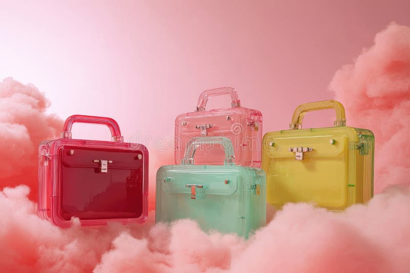 A Collection of Clear Plastic Purses with Different Colors and Sizes ...