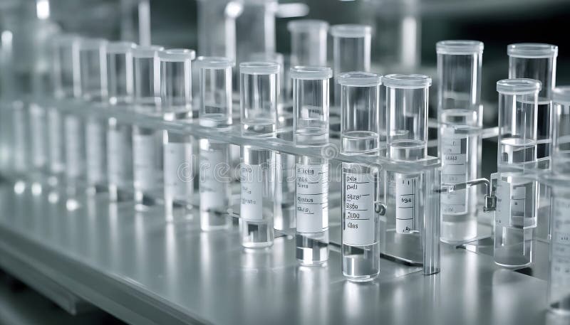 Collection of Clear Test Tubes in a Sterile Laboratory Environment ...