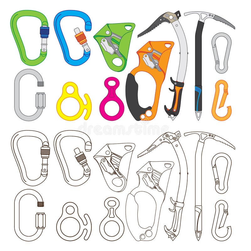 Collection of Climbing Equipment Vector Stock Vector - Illustration of ...