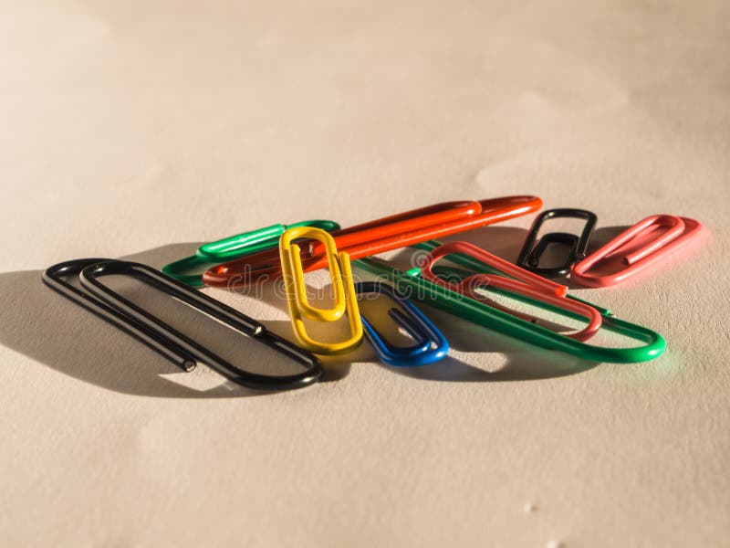 Collection of Clips on the Sheet of Paper Stock Image - Image of silver ...