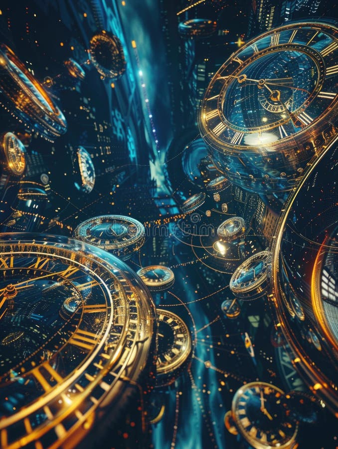Collection of Clocks in Cityscape Stock Photo - Image of zodiac, future ...