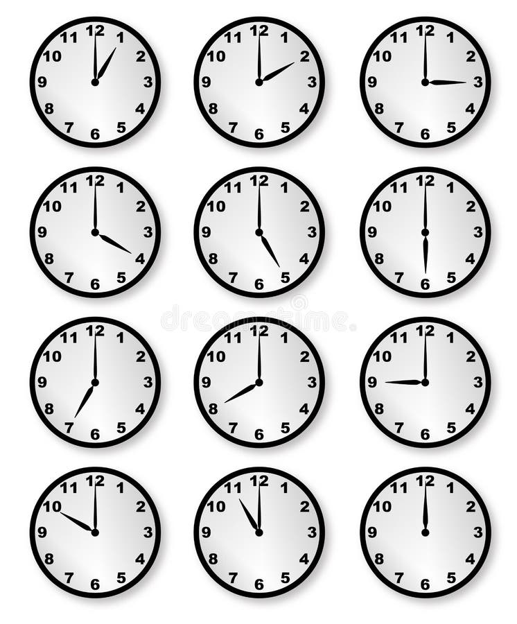 Various Analogue Clocks Stock Illustrations – 4 Various Analogue Clocks ...