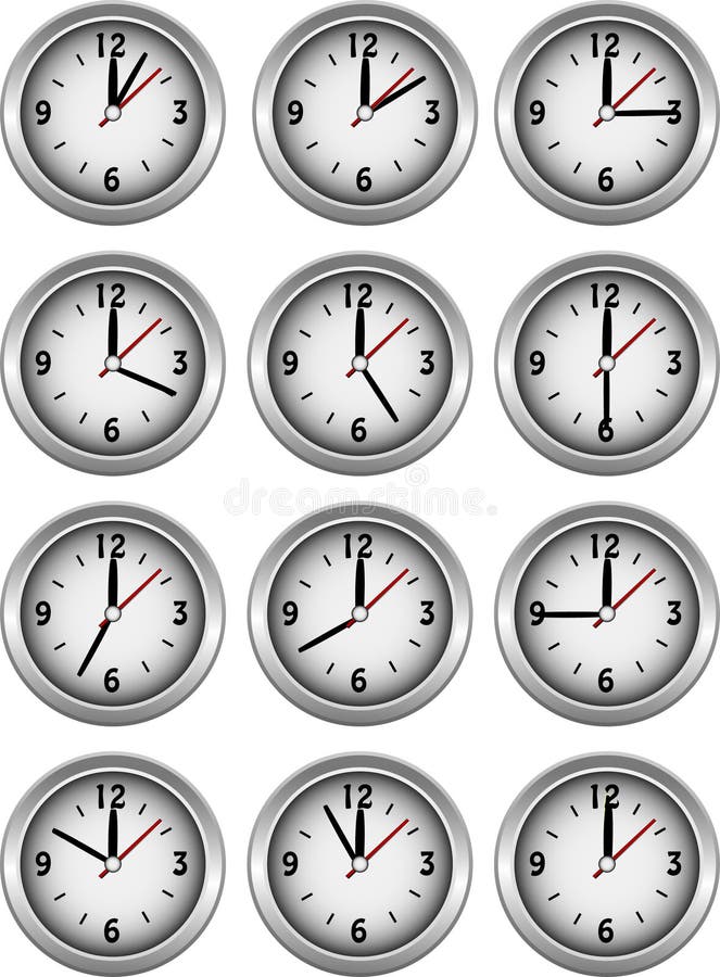 Collection of Clocks Showing Hour Stock Vector - Illustration of ...