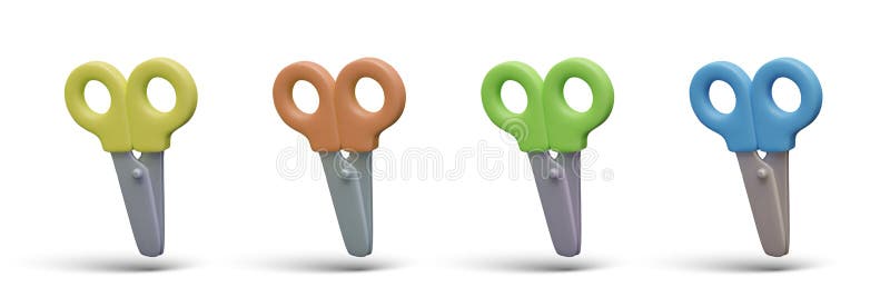 Collection of Closed Realistic Scissors. Models of Different Colors in ...