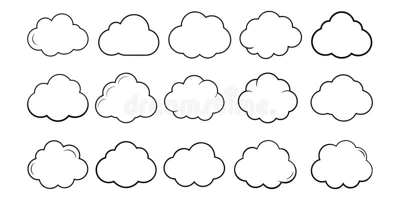 Collection of Cloud Line Art Vector Illustration Stock Vector ...