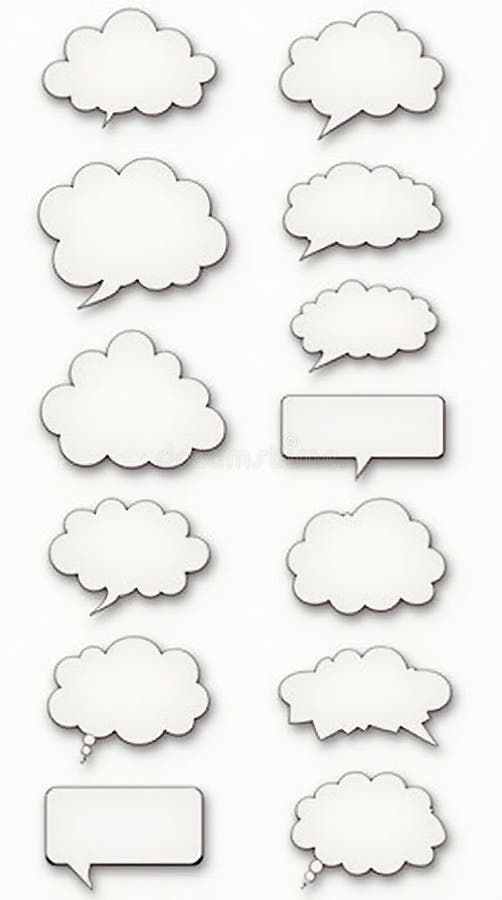 Collection of Cloud-Shaped Speech Bubble Outline Designs Stock ...