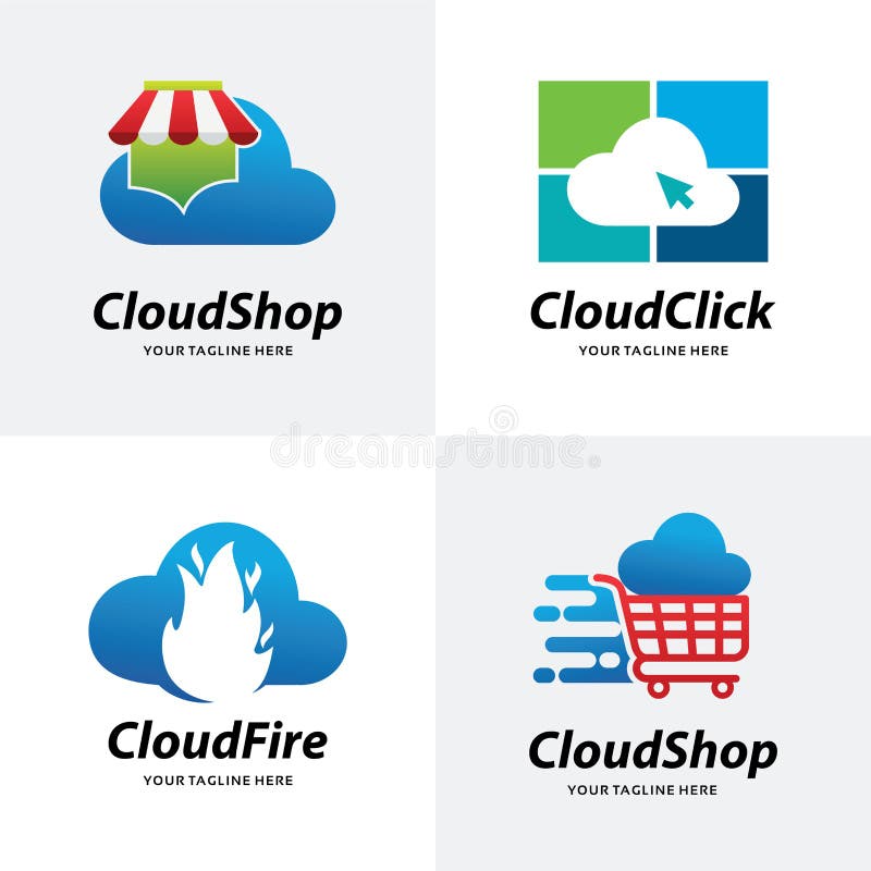 Collection of Cloud Shop Logo Template Design Template Stock Vector ...