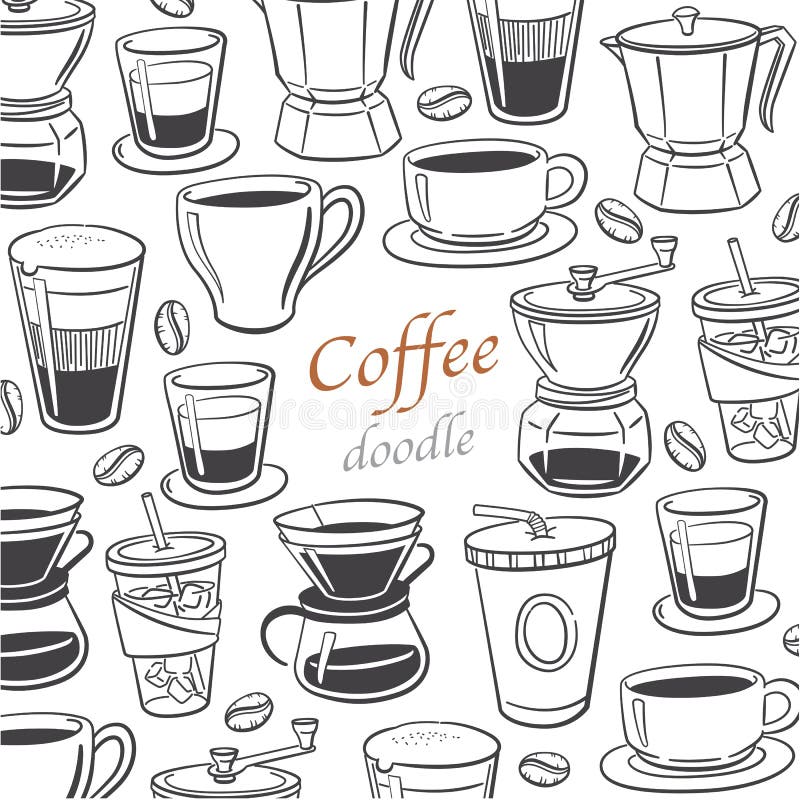 Collection of Coffee Doodle Elements for Cafe Menu Stock Vector ...