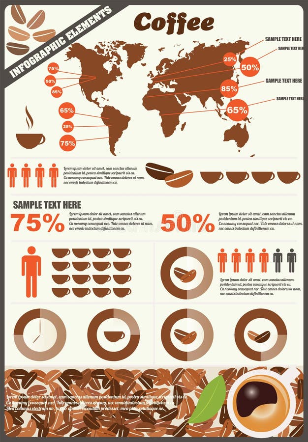 Collection of Coffee Infographics Elements, Vector Stock Vector ...