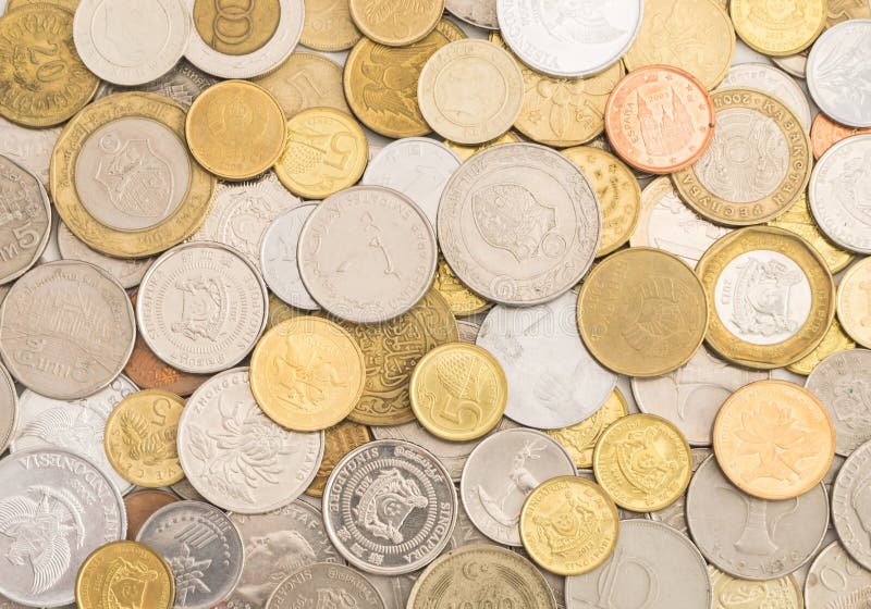 Collection of Coins from Around the World Stock Photo - Image of ...