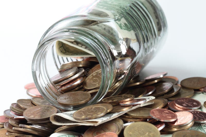 Collection of Coins in a Jar Stock Image - Image of nonprofits, give ...
