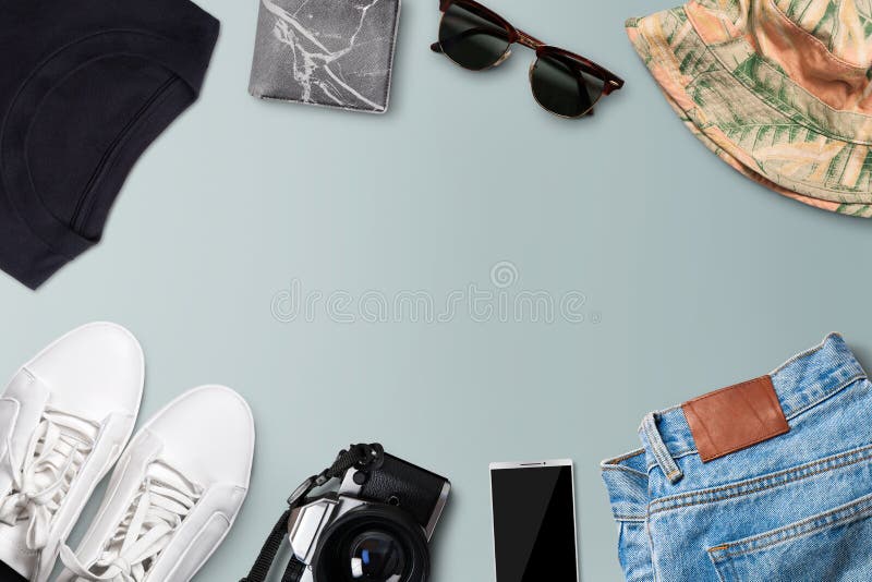 Collection Collage of Man Clothing (top View) Stock Image - Image of ...