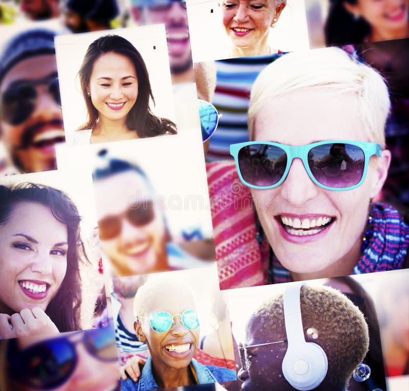Collage Diverse Faces Group People Concept Stock Image - Image of multi ...