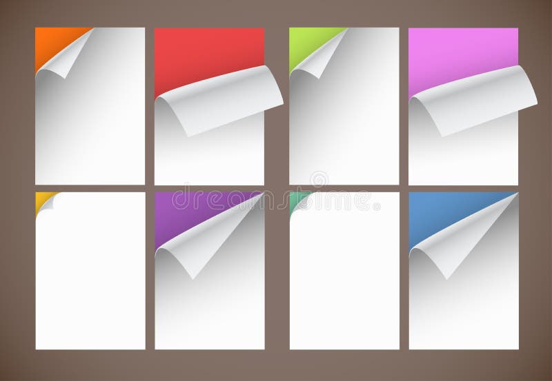 Collection of Color Blank Paper Sheets Stock Vector - Illustration of ...