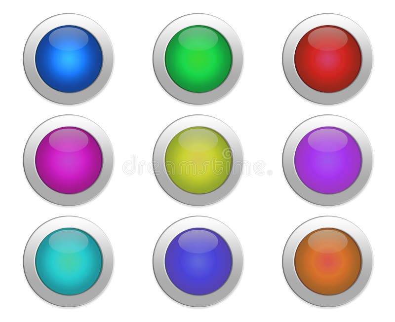 Collection of Color Buttons on a White Background Stock Illustration ...
