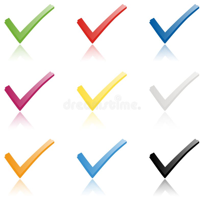 Collection Colored Check Marks Stock Vector - Illustration of survey ...