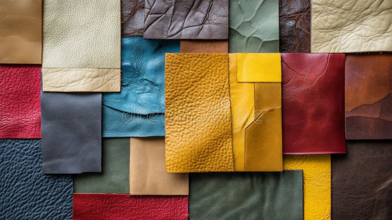 A Collection of Colored Leather Pieces Laid Out in a Checkerboard ...