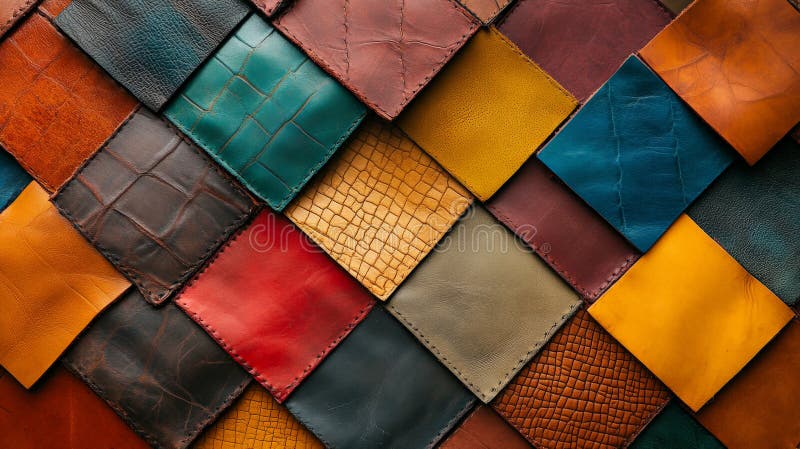 A Collection of Colored Leather Pieces Laid Out in a Checkerboard ...