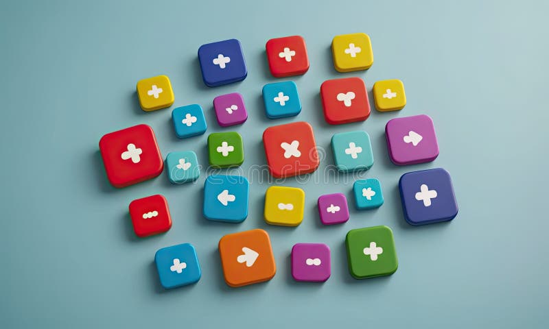 A Collection of Colored Math Symbols are Arranged on a Blue Surface ...